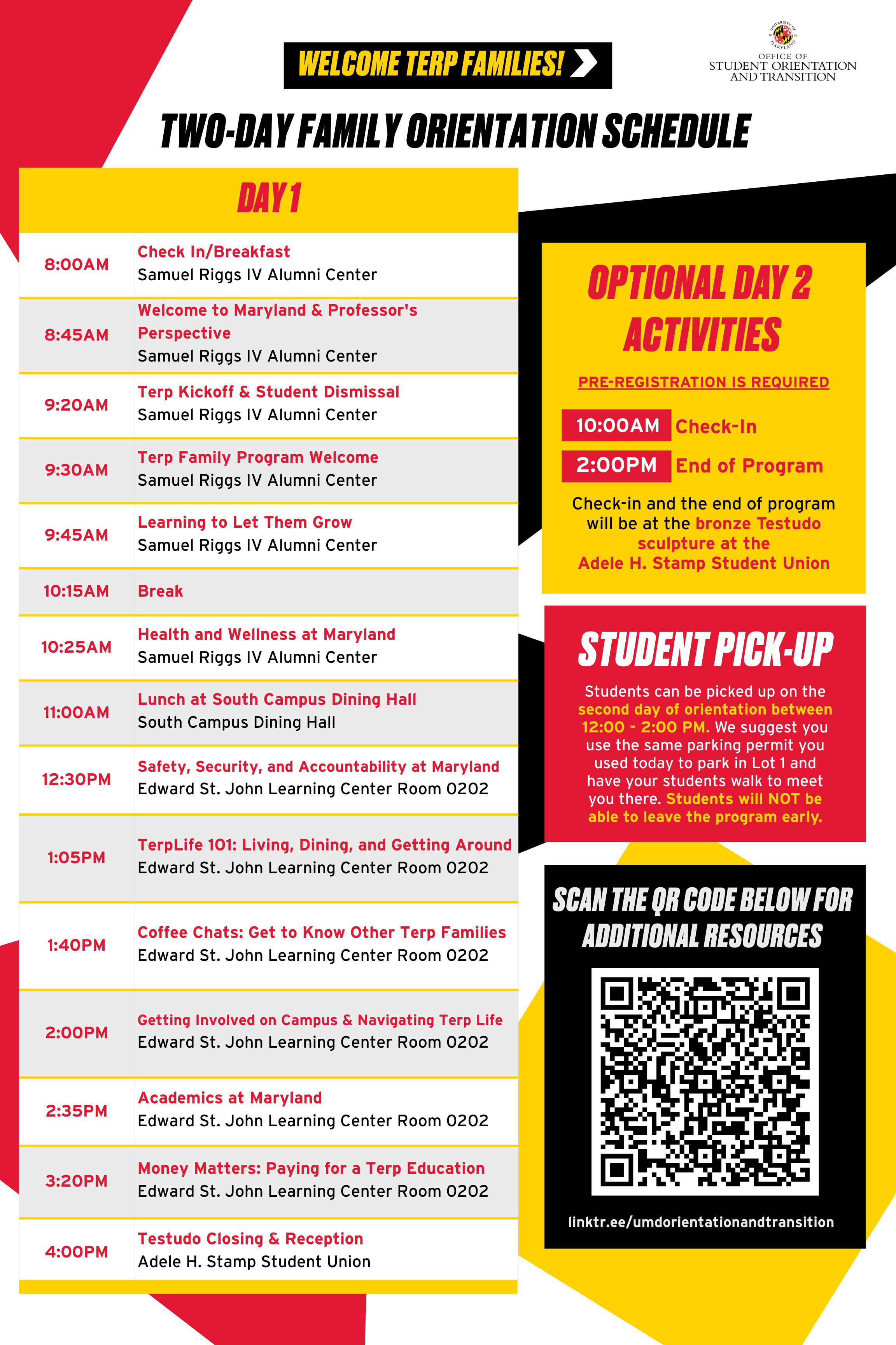 Family & Supporter Registration & Schedules | UMD Orientation